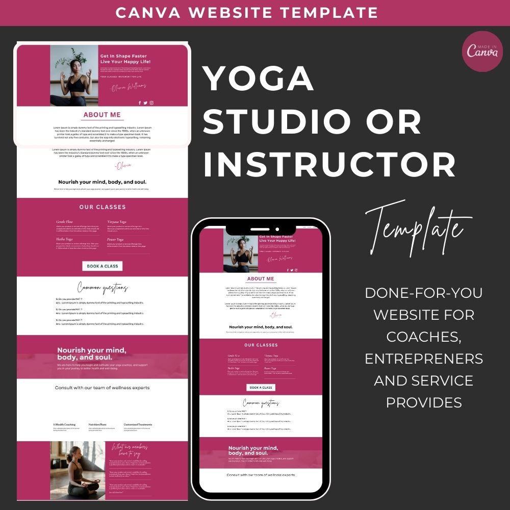 9 Page Yoga Instructor Studio Website Template – Maroon - Deshpande Academy